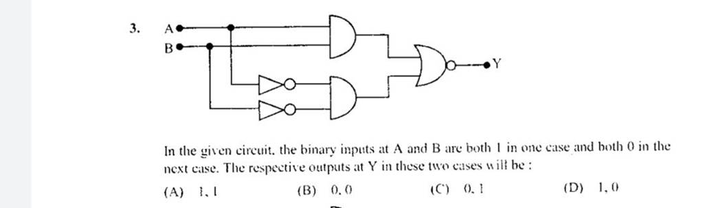 3 In The Given Circuit The Binary Inputs At Mathrma And Mathrmb Are Bot