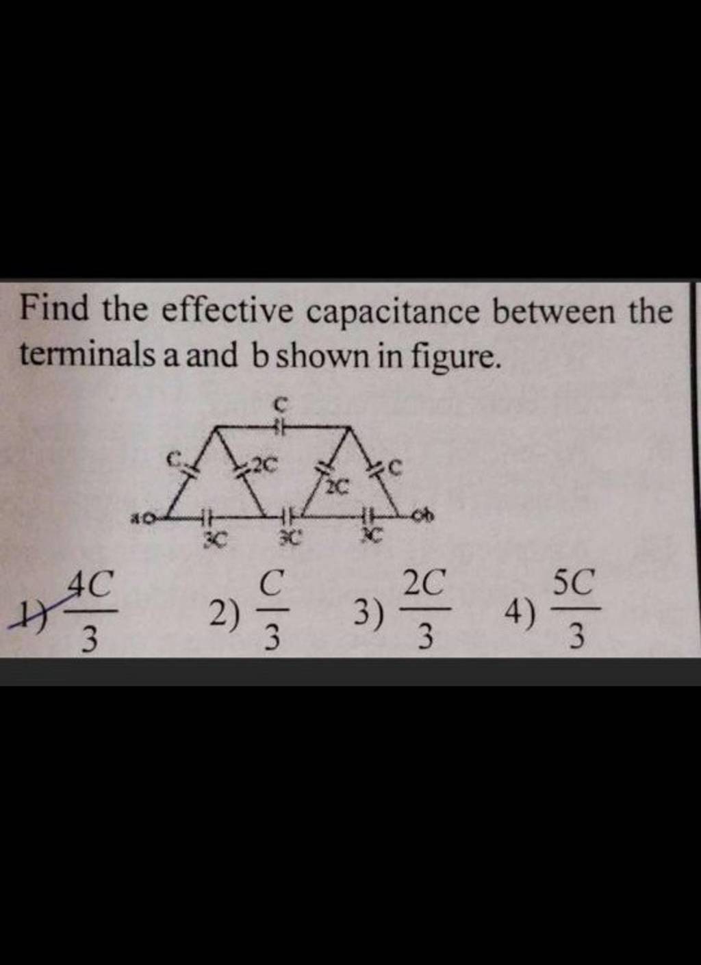 Find the effective capacitance between the terminals a and b shown in fig..