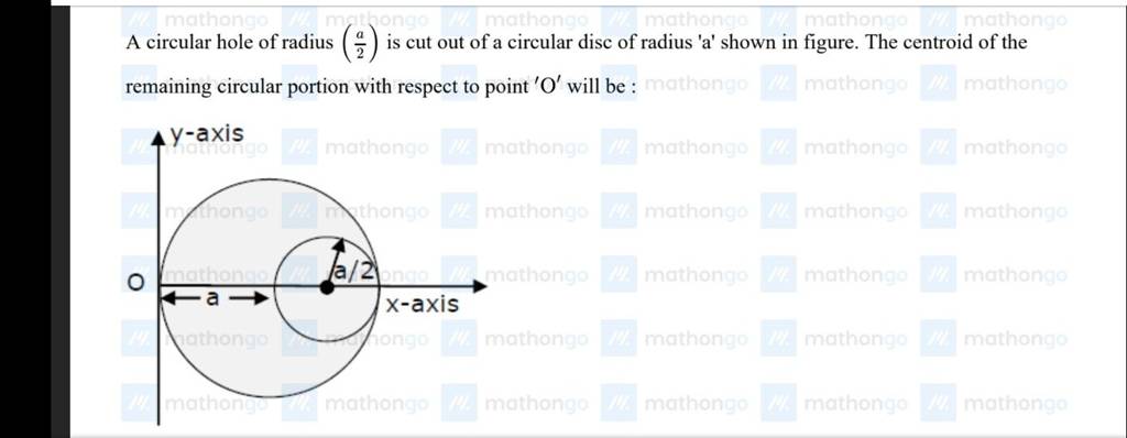 A circular hole of radius left(fraca2ight) is cut out of a circular disc