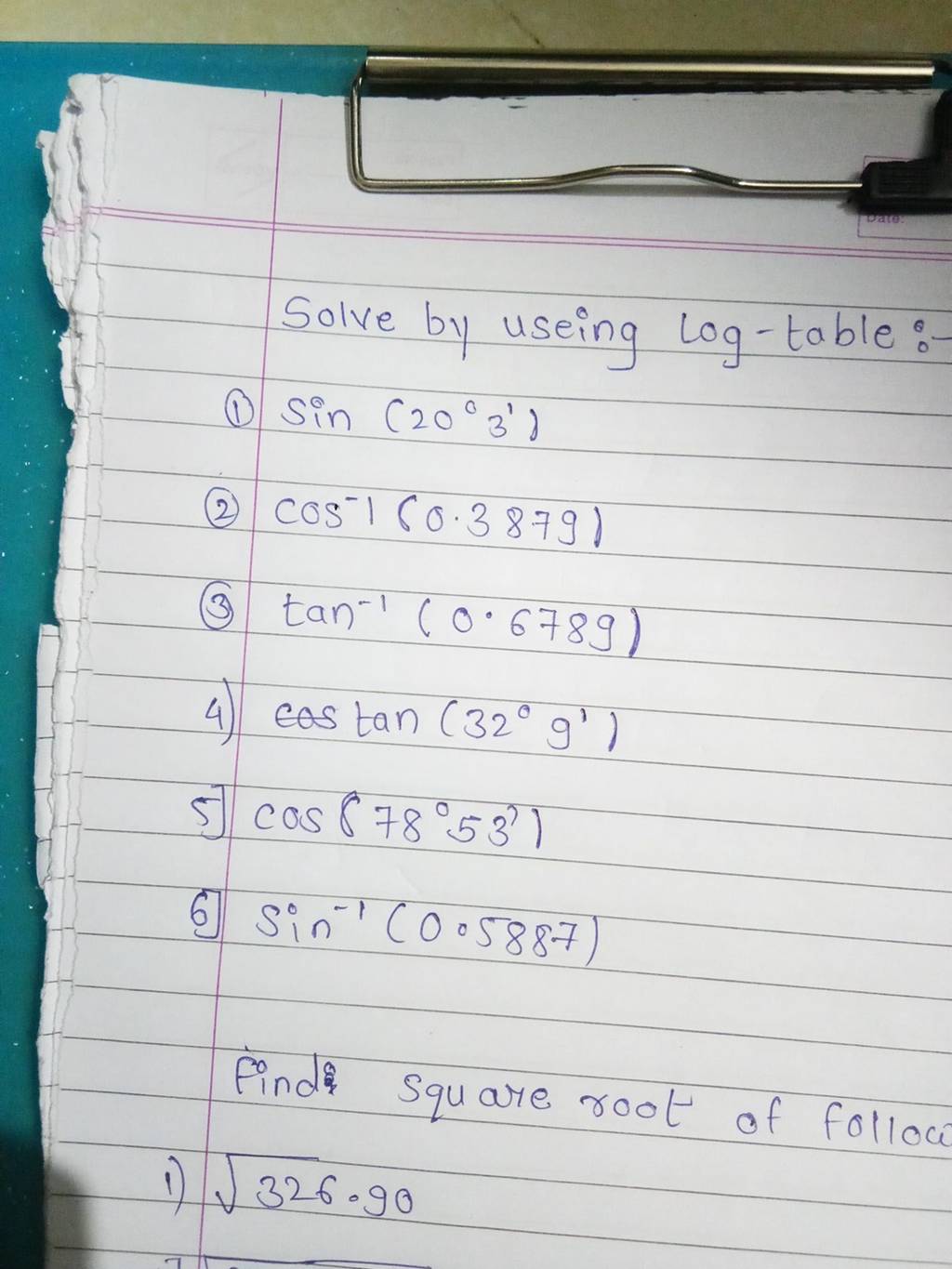 Solve by useing log-table: | Filo
