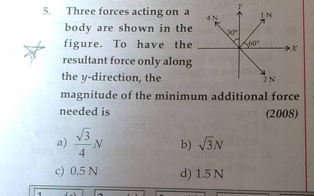 Three Forces Acting On A Body Are Shown In The Figure To Have The Result