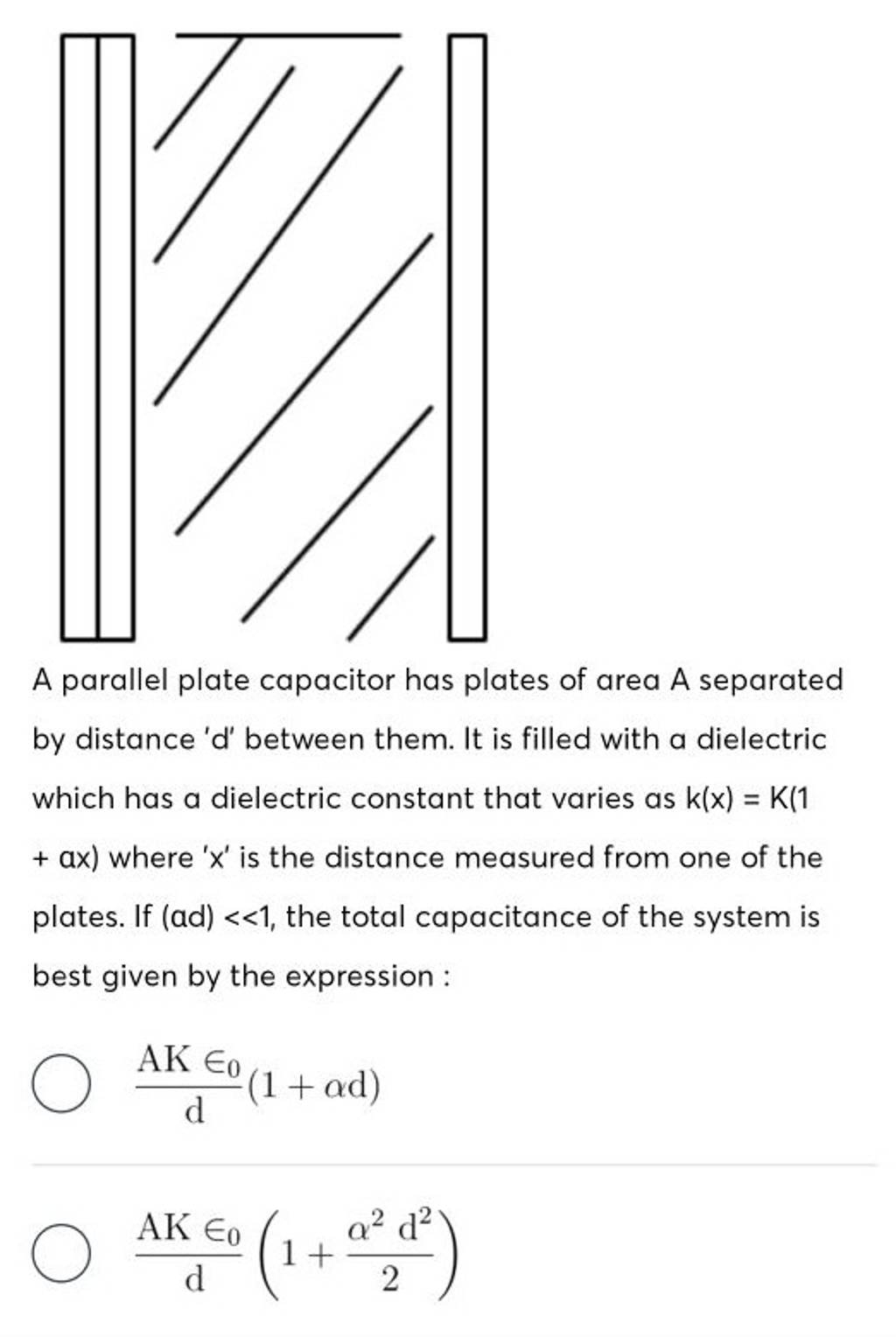 A Parallel Plate Capacitor Has Plates Of Area A Separated By Distance D