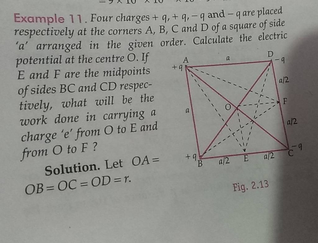 Example 11 . Four charges +q,+q,−q and −q are placed respectively at the