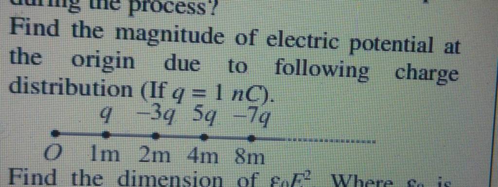 Find the magnitude of electric potential at the origin due to following c..