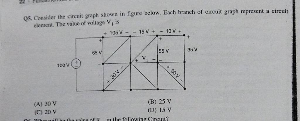 Q5. Consider the circuit graph shown in figure below. Each branch of circ..