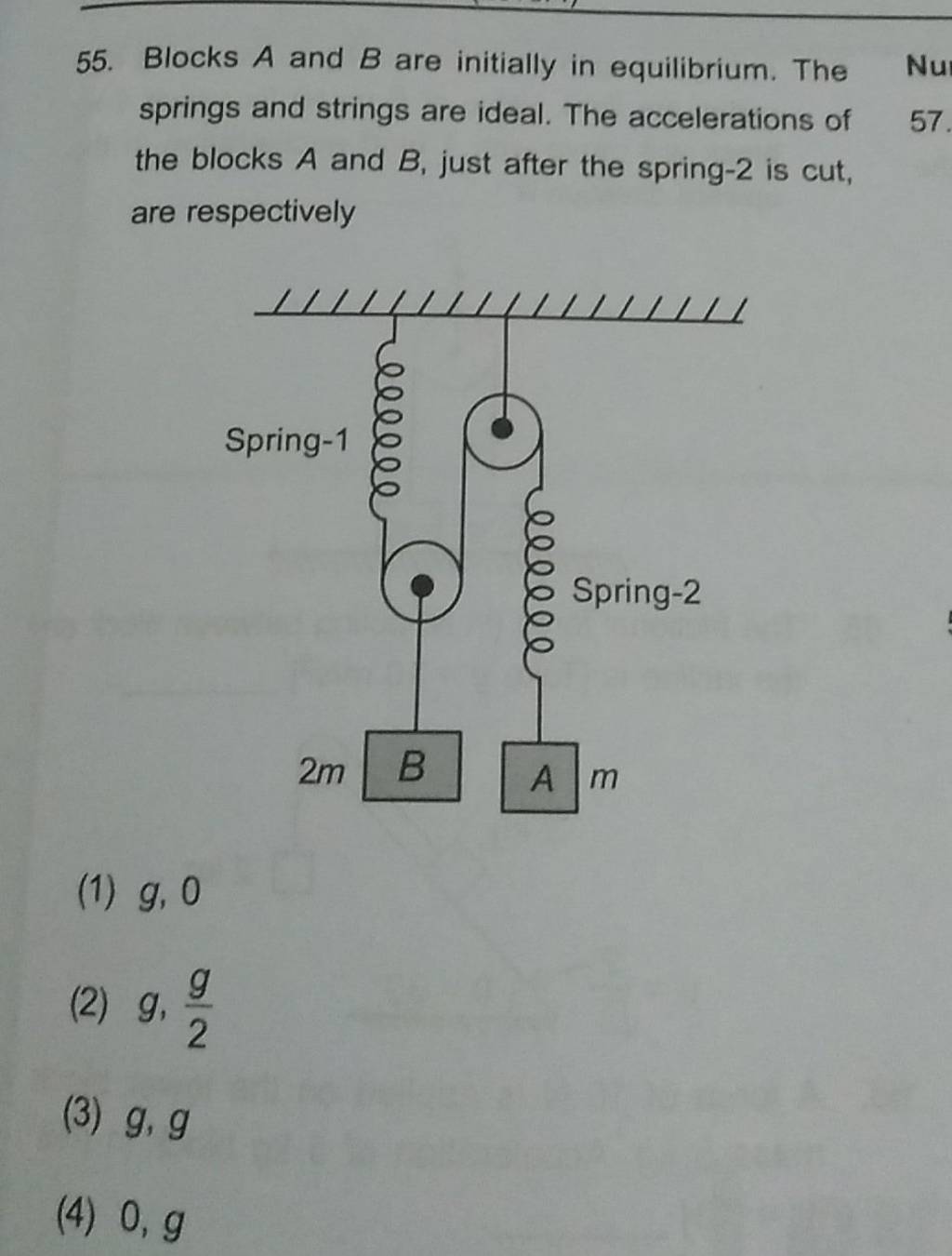 Blocks A and B are initially in equilibrium. The springs and strings are Blocks A and B are initially in equilibrium. The springs and strings are