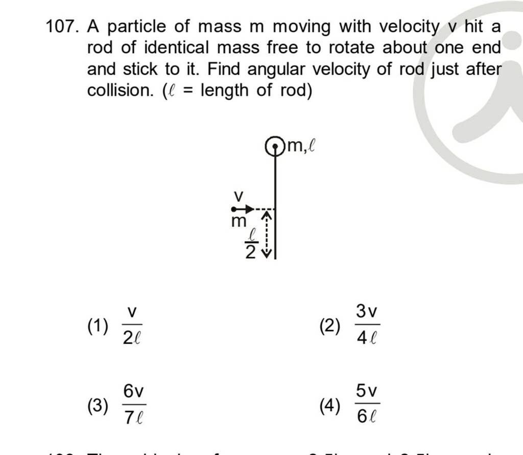 A Particle Of Mass M Moving With Velocity V Hit A Rod Of Identical Mass F