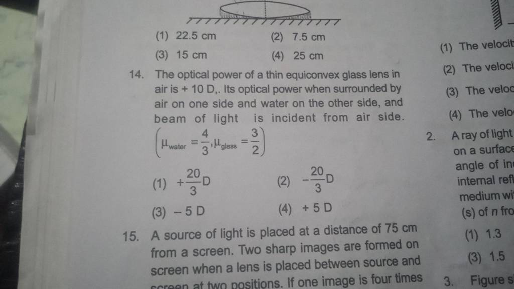 A source of light is placed at a distance of 75 cm from a screen. Two sha..