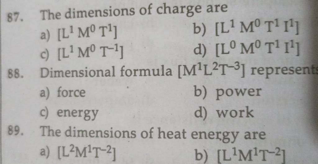The dimensions of heat energy are | Filo