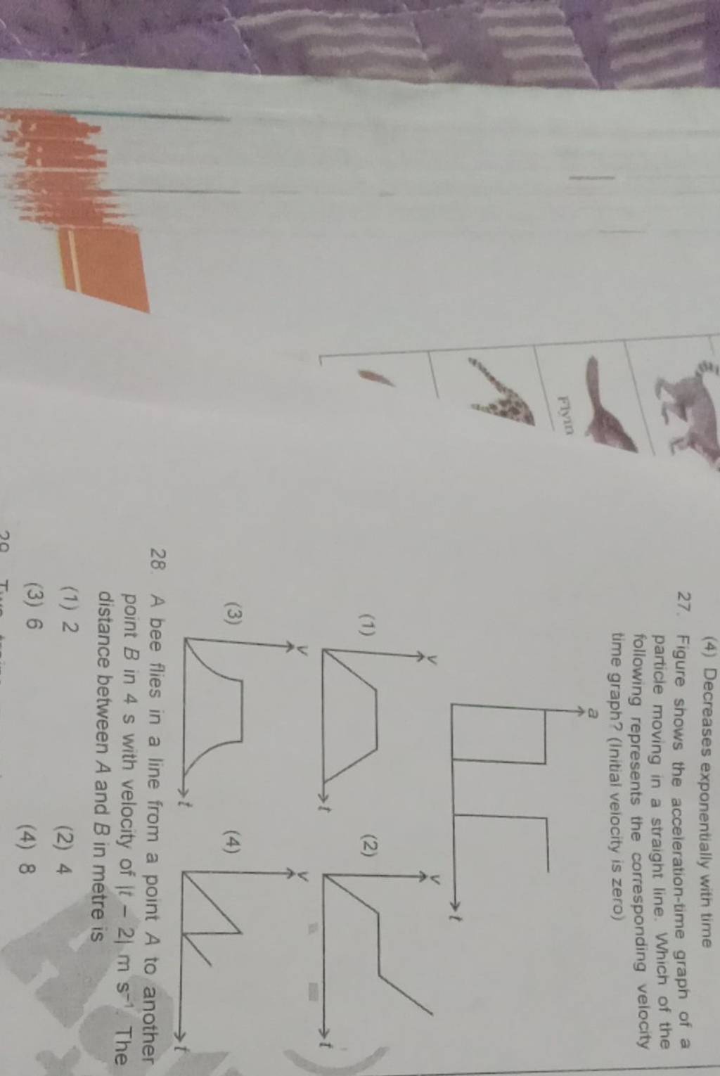 Figure shows the acceleration-time graph of a particle moving in a straig..