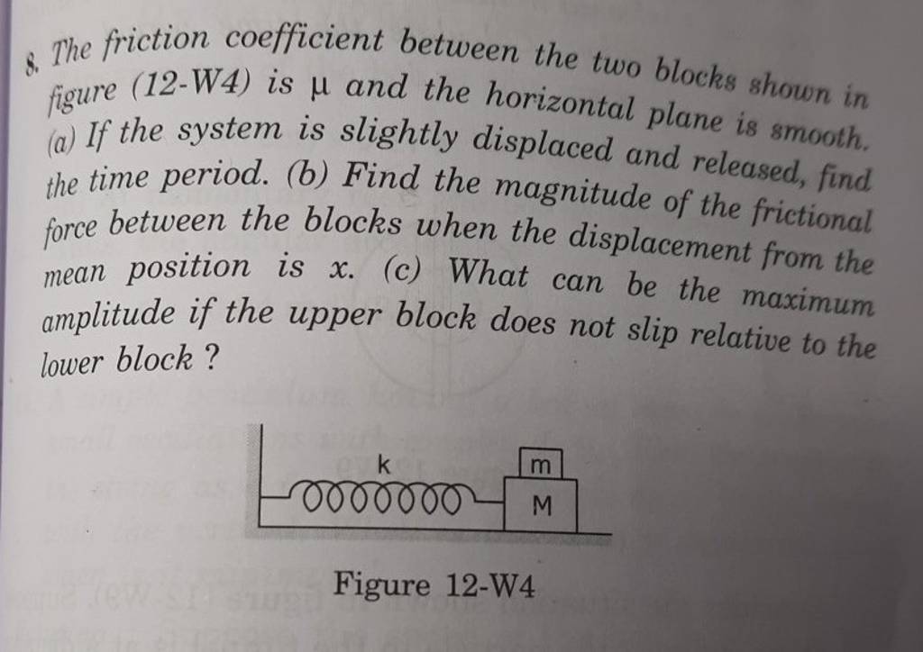 8 The Friction Coefficient Between The Two Blocks Shown In Figure 12−w4