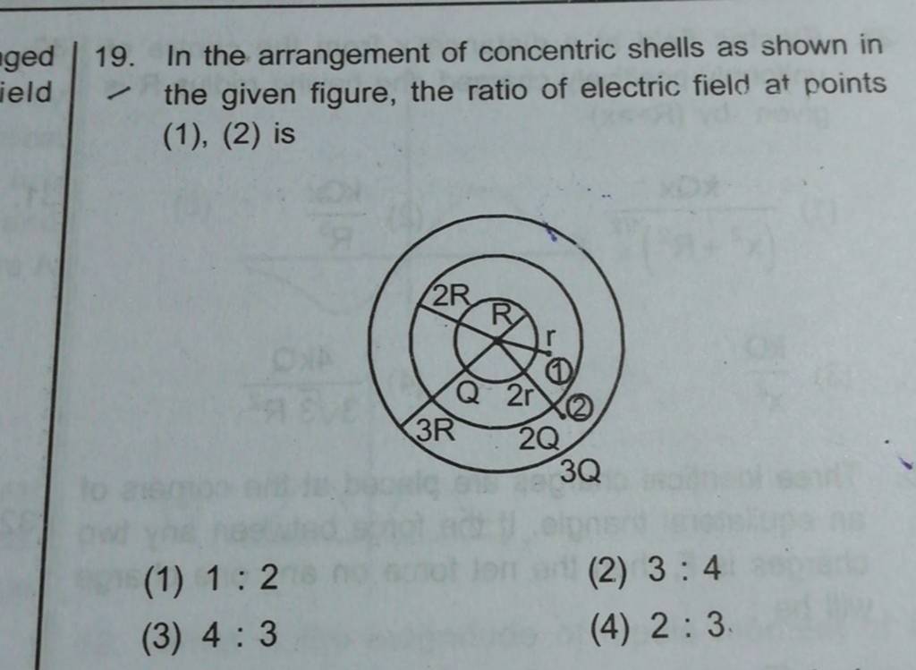 In the arrangement of concentric shells as shown in the given figure, the..