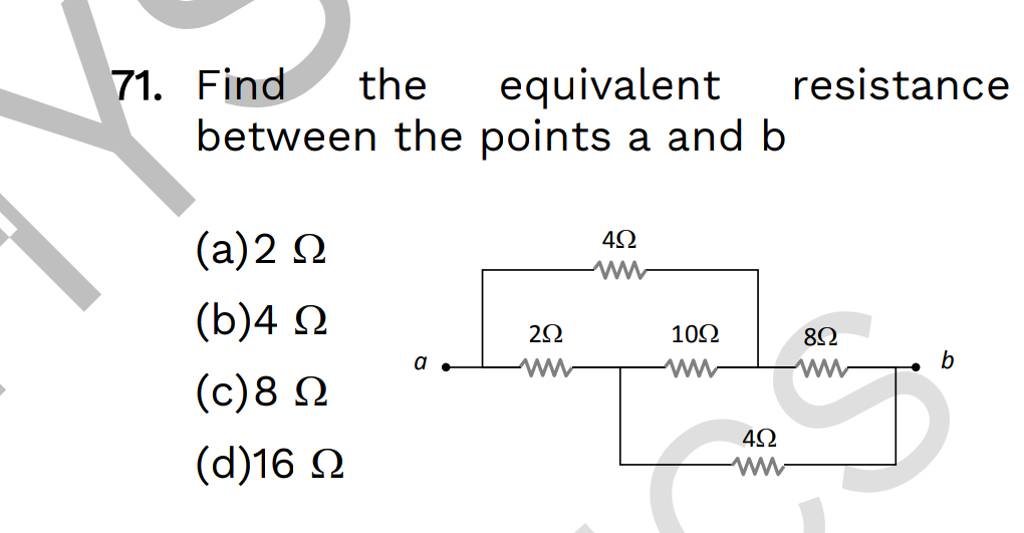 Find the equivalent resistance between the points a and b | Filo