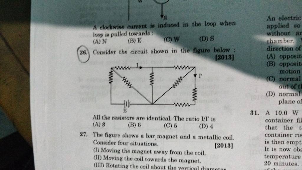 An electric 26. Consider the circuit shown in the figure below : [2018] A..
