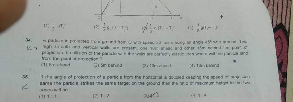 If the angle of projection of a particle from the horizontal is doubled k..