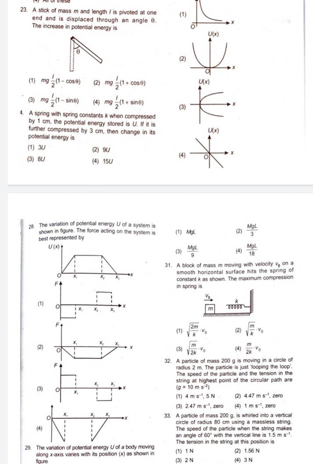 A Block Of Mass M Moving With Velocity V0 On A Smooth Horizontal Surface