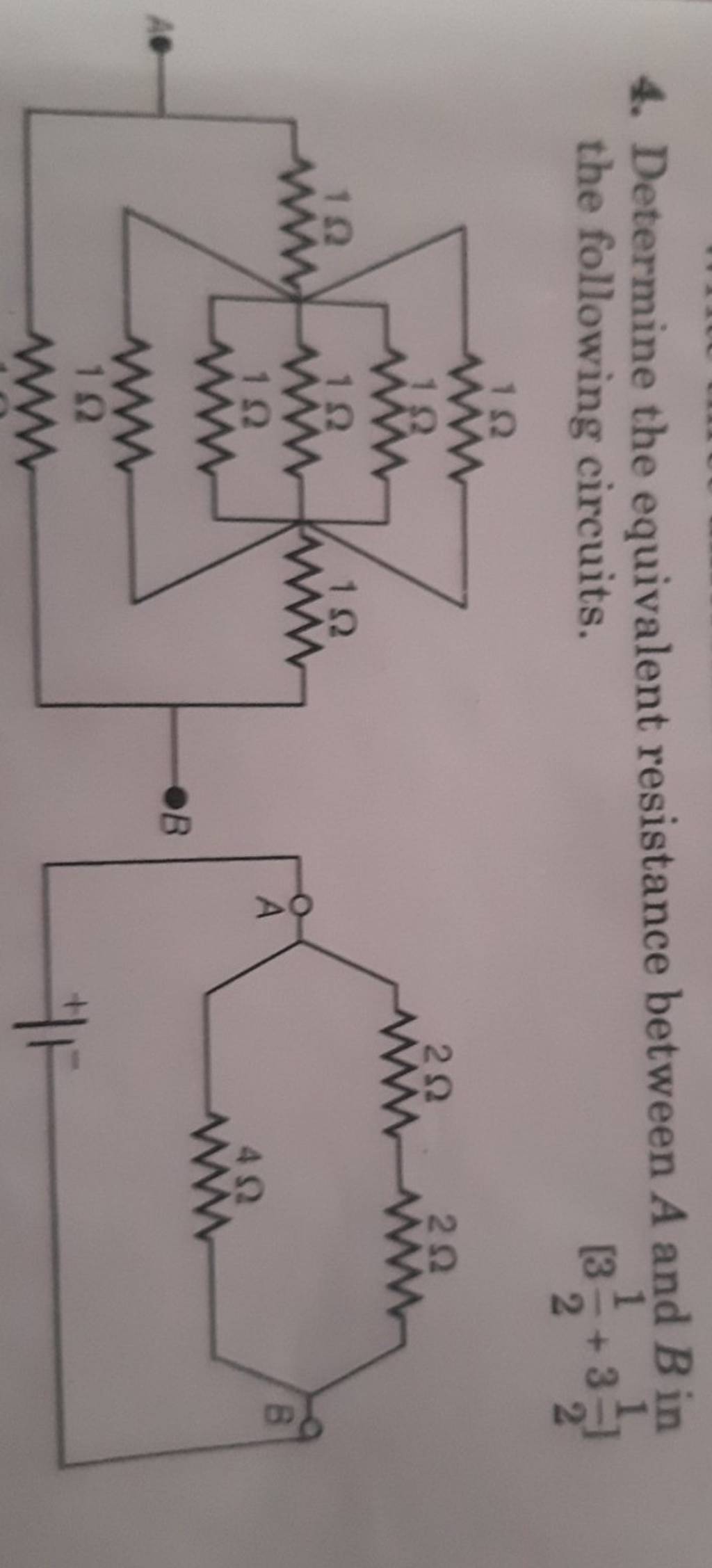 4. Determine the equivalent resistance between A and B in the following c..