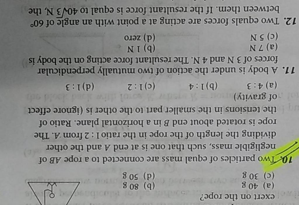 A body is under the action of two mutually perpendicular forces of 3 N an..