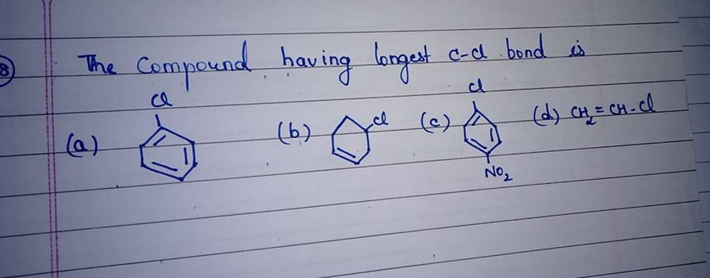 The Compound having longest c−d bond is | Filo