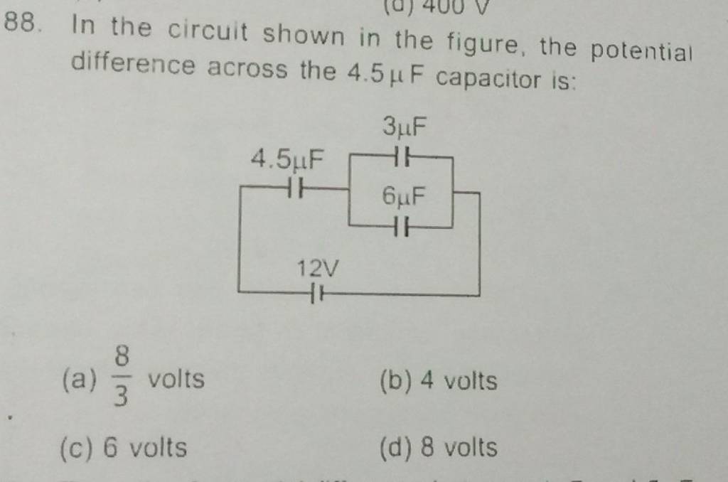In the circuit shown in the figure, the potential difference across the 4..