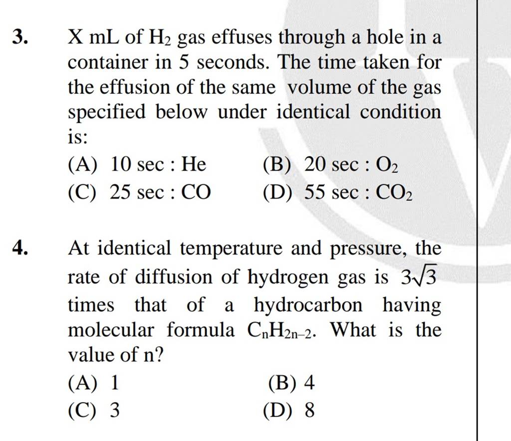 At identical temperature and pressure, the rate of diffusion of hydrogen At identical temperature and pressure, the rate of diffusion of hydrogen