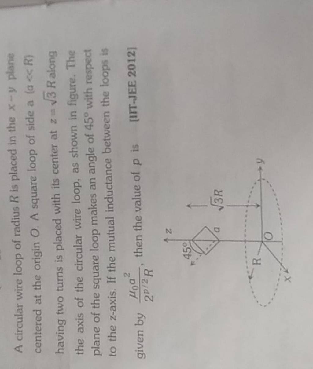 A circular wire loop of radius R is placed in the x−y plane centered at t..