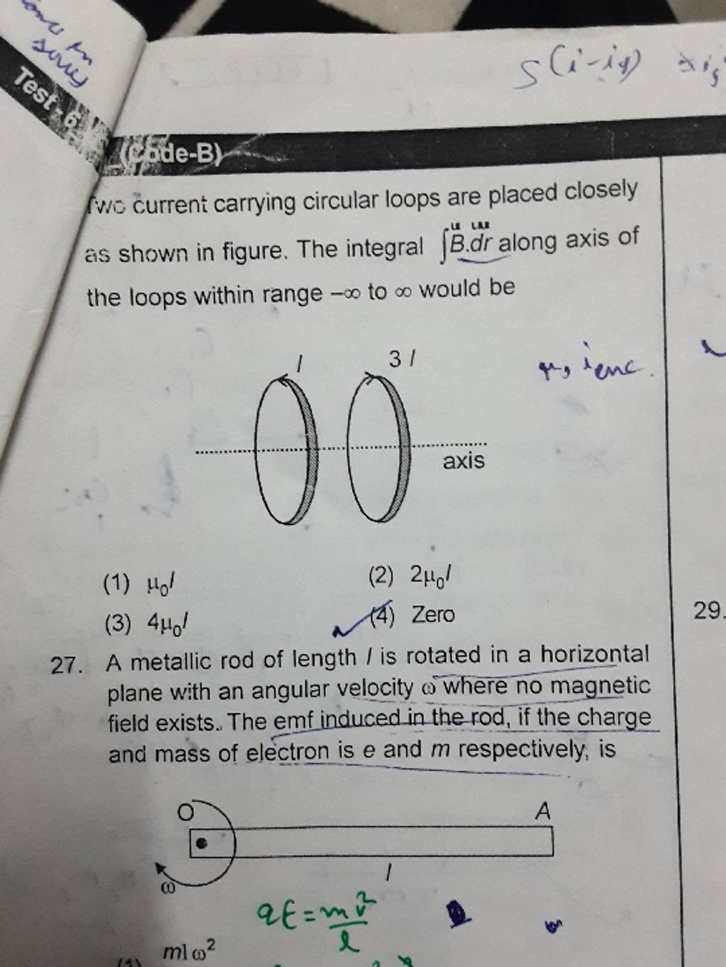 fwo current carrying circular loops are placed closely as shown in figure..