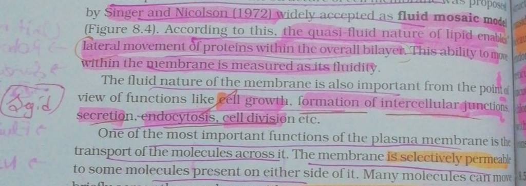 by Singer and Nicolson (1972) widely accepted as fluid mosaic model (Figu..
