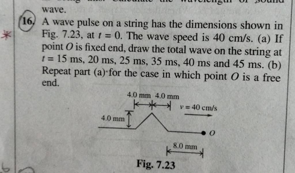 wave. 16. A wave pulse on a string has the dimensions shown in Fig. 7.23,..