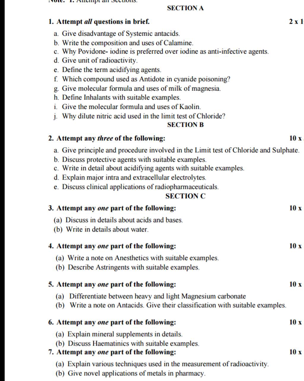 SECTION A 1. Attempt all questions in brief. | Filo SECTION A 1. Attempt all questions in brief. | Filo