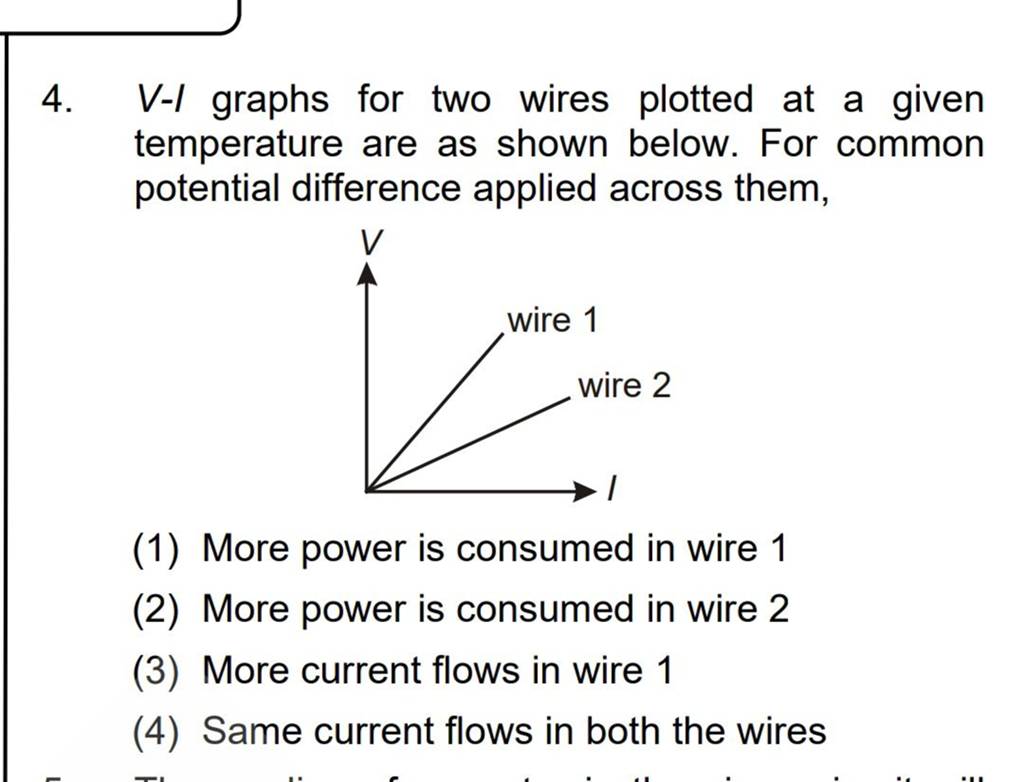 V−I graphs for two wires plotted at a given temperature are as shown belo..