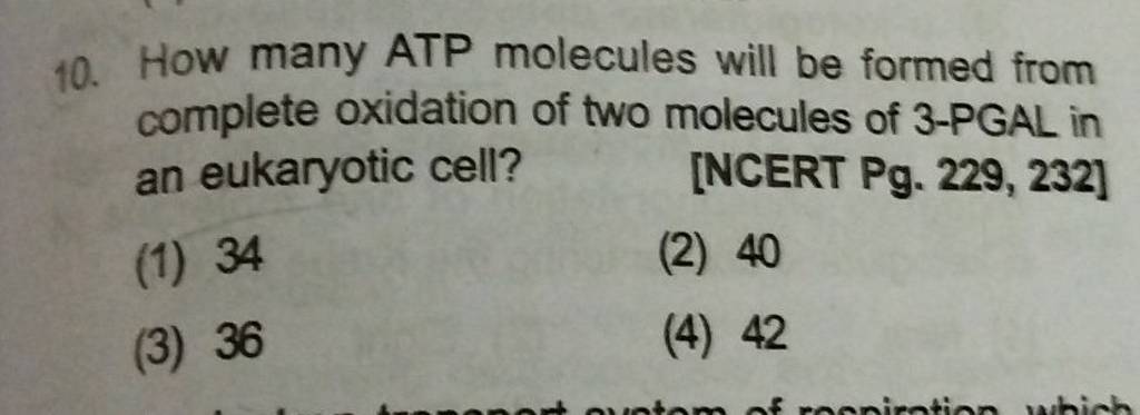 How many ATP molecules will be formed from complete oxidation of two mole..