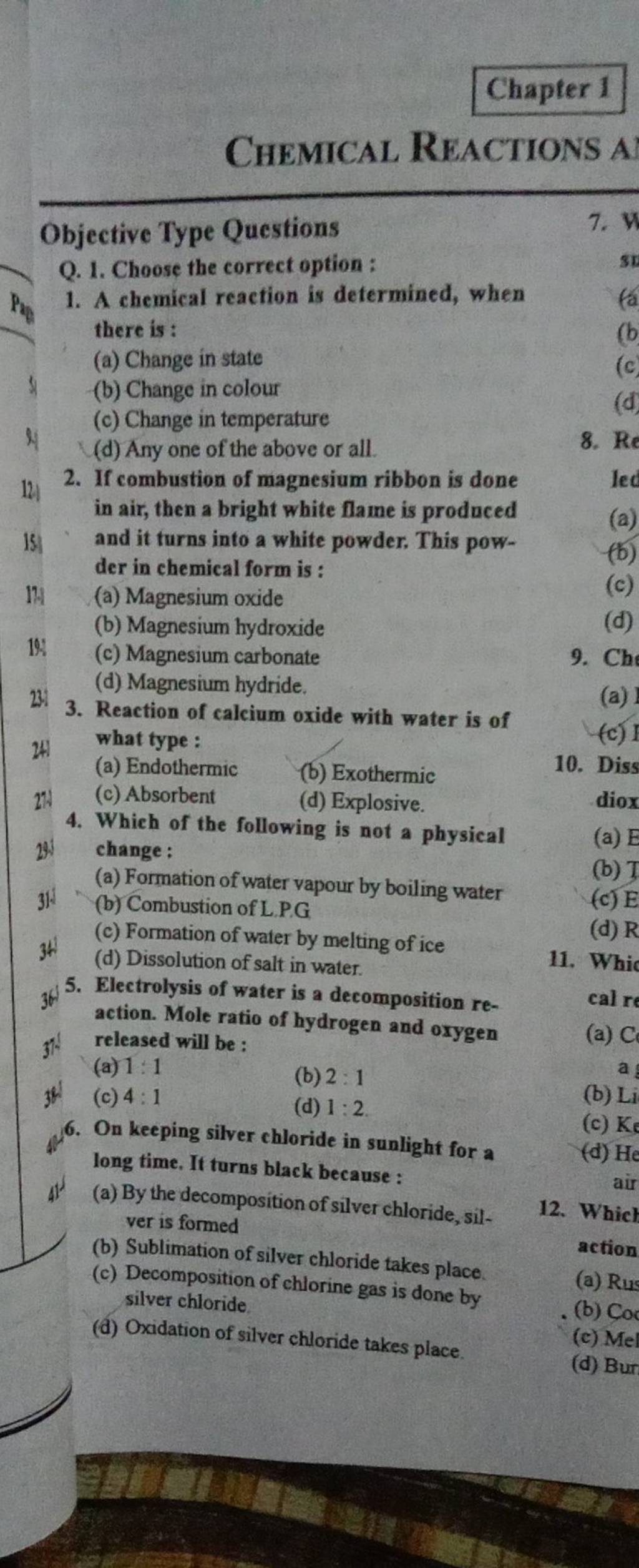 Electrolysis of water is a decomposition reaction. Mole ratio of hydrogen..