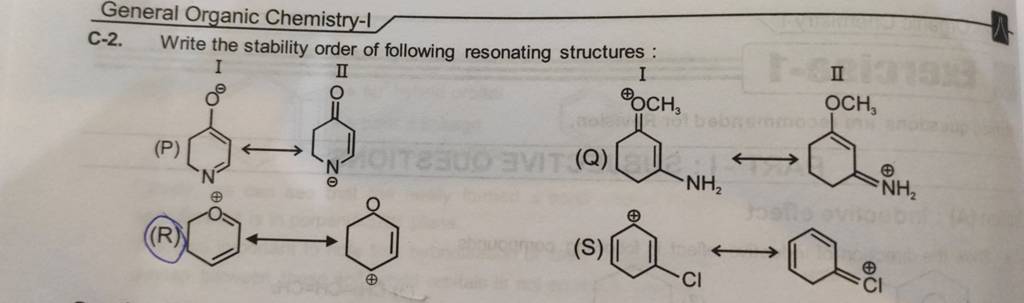 General Organic Chemistry-1 C-2. Write the stability order of following r..
