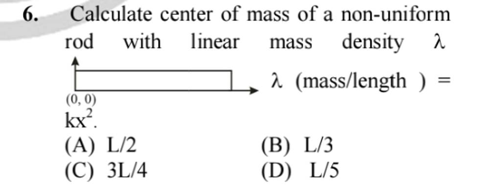 Calculate center of mass of a non-uniform rod with linear mass density λ
