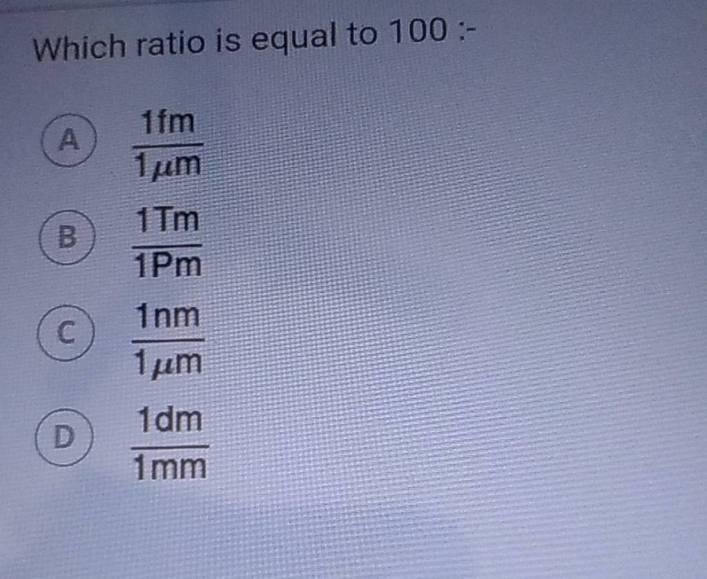 Which ratio is equal to 100:− | Filo