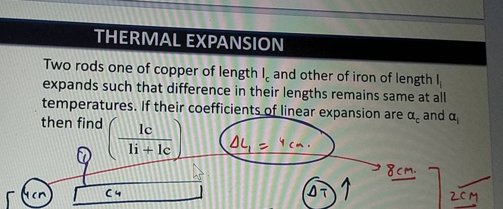 THERMAL EXPANSION Two rods one of copper of length Ic and other of iron