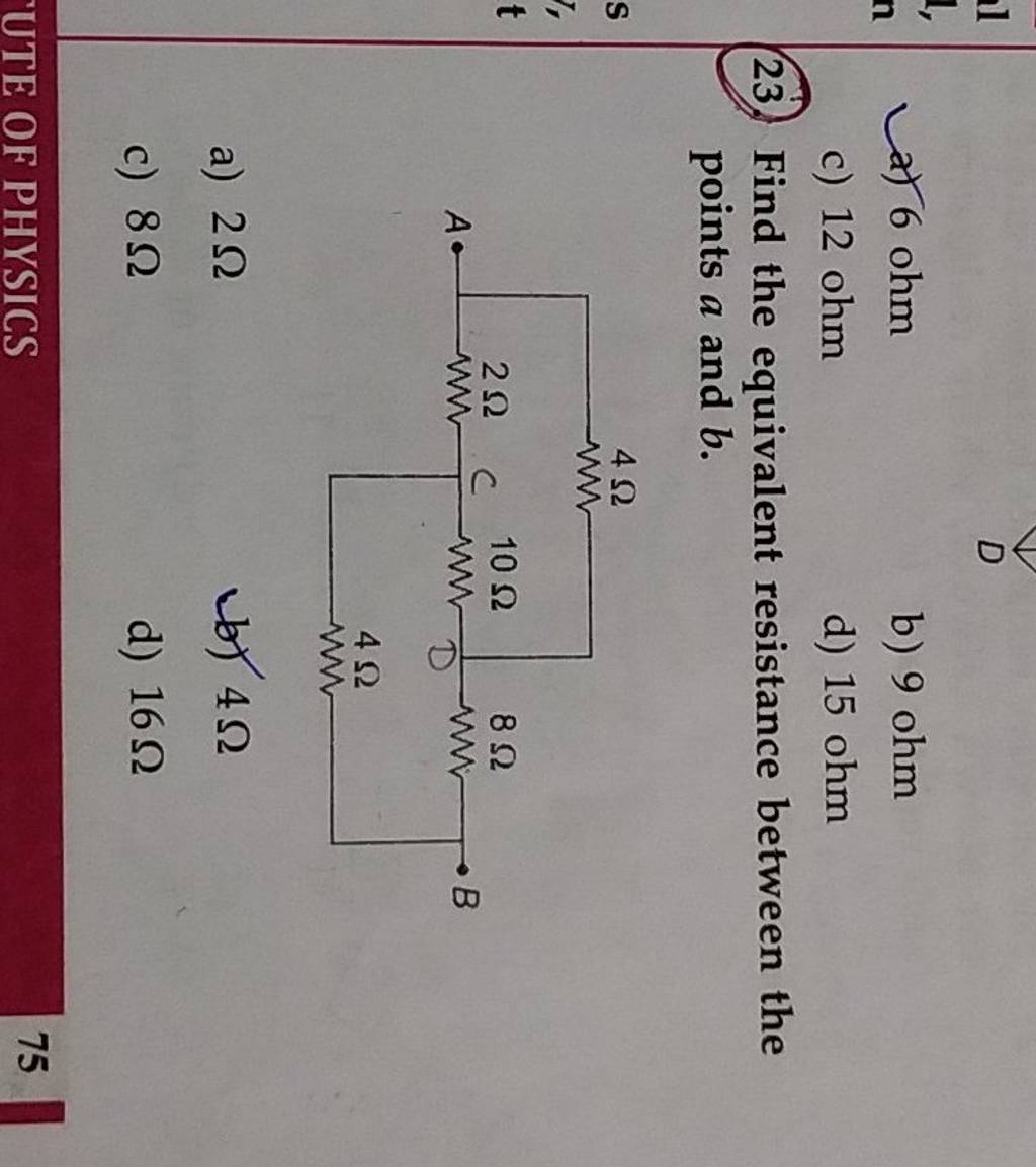 Find the equivalent resistance between the points a and b. | Filo