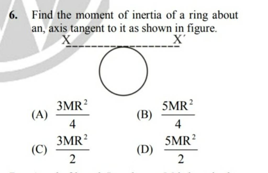Find the moment of inertia of a ring about an, axis tangent to it as show..