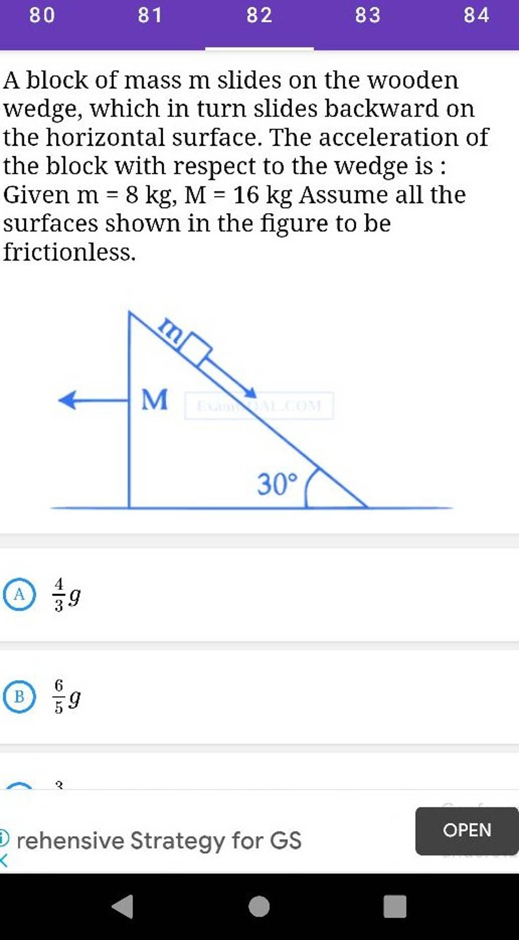 A block of mass m slides on the wooden wedge, which in turn slides backwa..