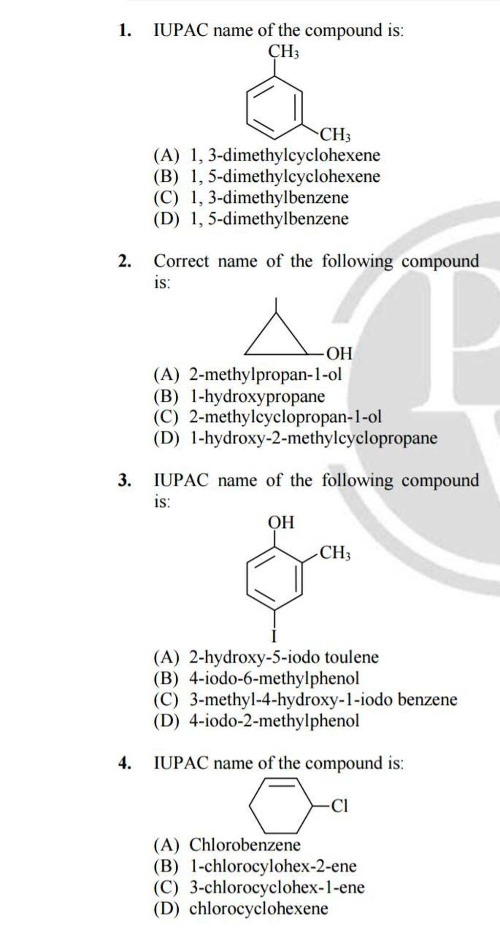 IUPAC name of the compound is: | Filo