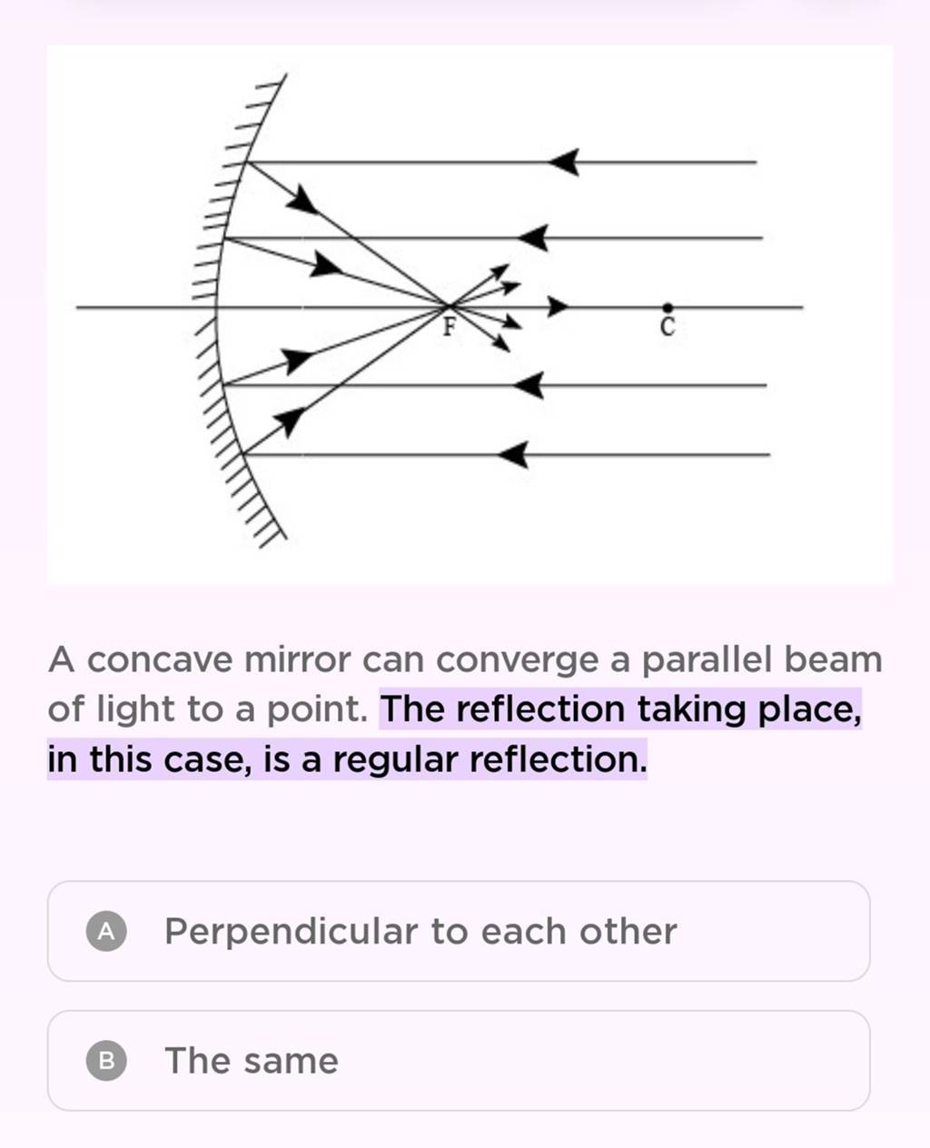 A concave mirror can converge a parallel beam of light to a point. The re..
