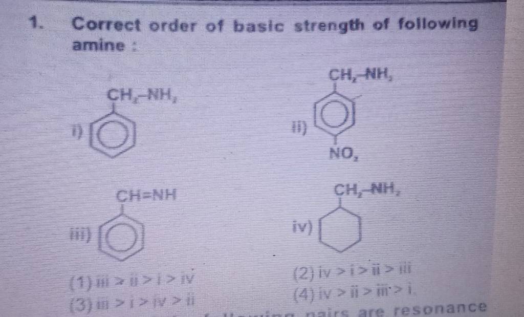 Correct order of basic strength of following amine : | Filo
