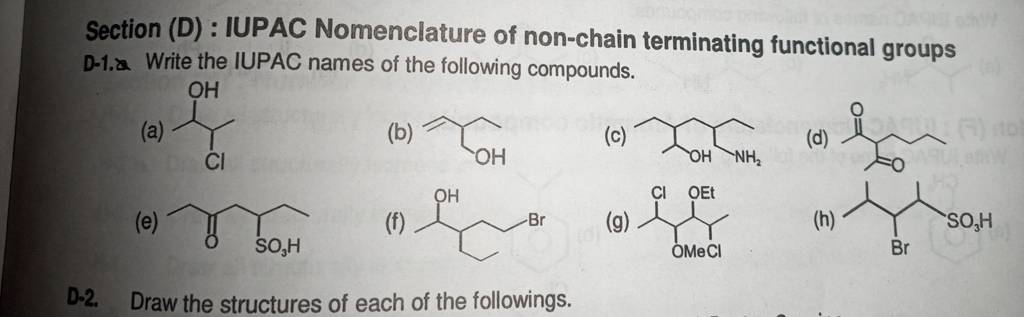 Section D Iupac Nomenclature Of Non Chain Terminating Functional Grou