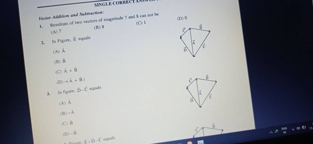 Vector Addition and Subtraction: 1. Resultant of two vectors of magnitude..