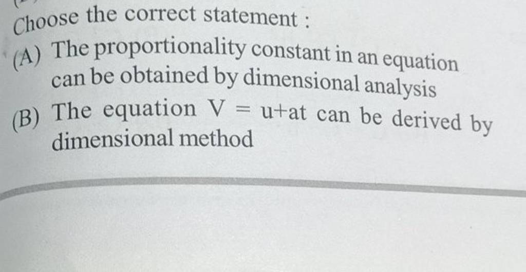 Choose The Correct Statement A The Proportionality Constant In An Equ