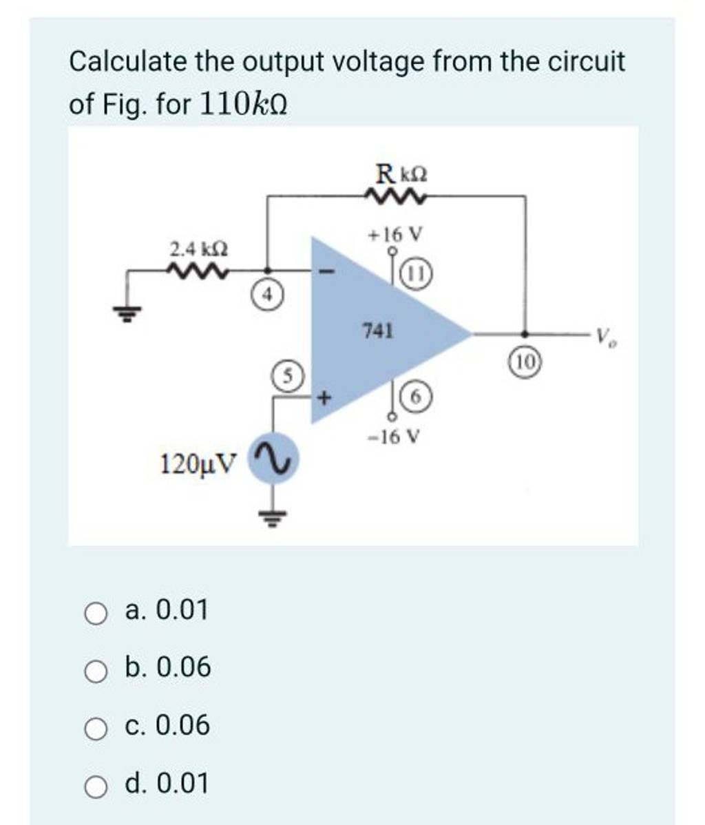 Calculate The Output Voltage From The Circuit Of Fig For 110kΩ Filo