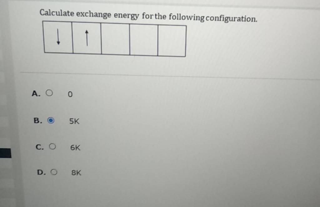 Calculate exchange energy for the following configuration. | Filo
