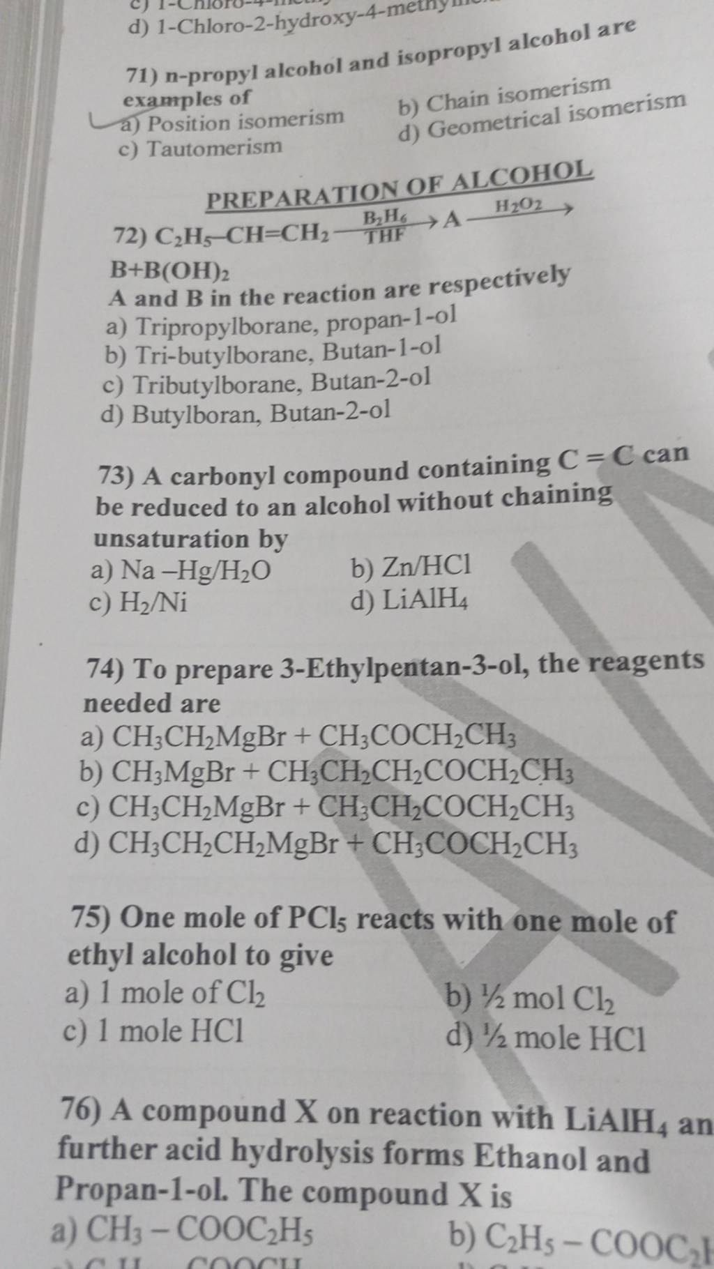 One mole of PCl5 reacts with one mole of ethyl alcohol to give | Filo One mole of PCl5 reacts with one mole of ethyl alcohol to give | Filo