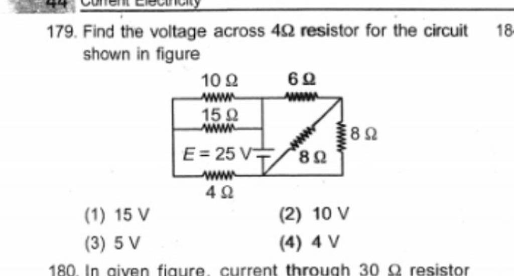Find the voltage across 4Ω resistor for the circuit shown in figure | Filo